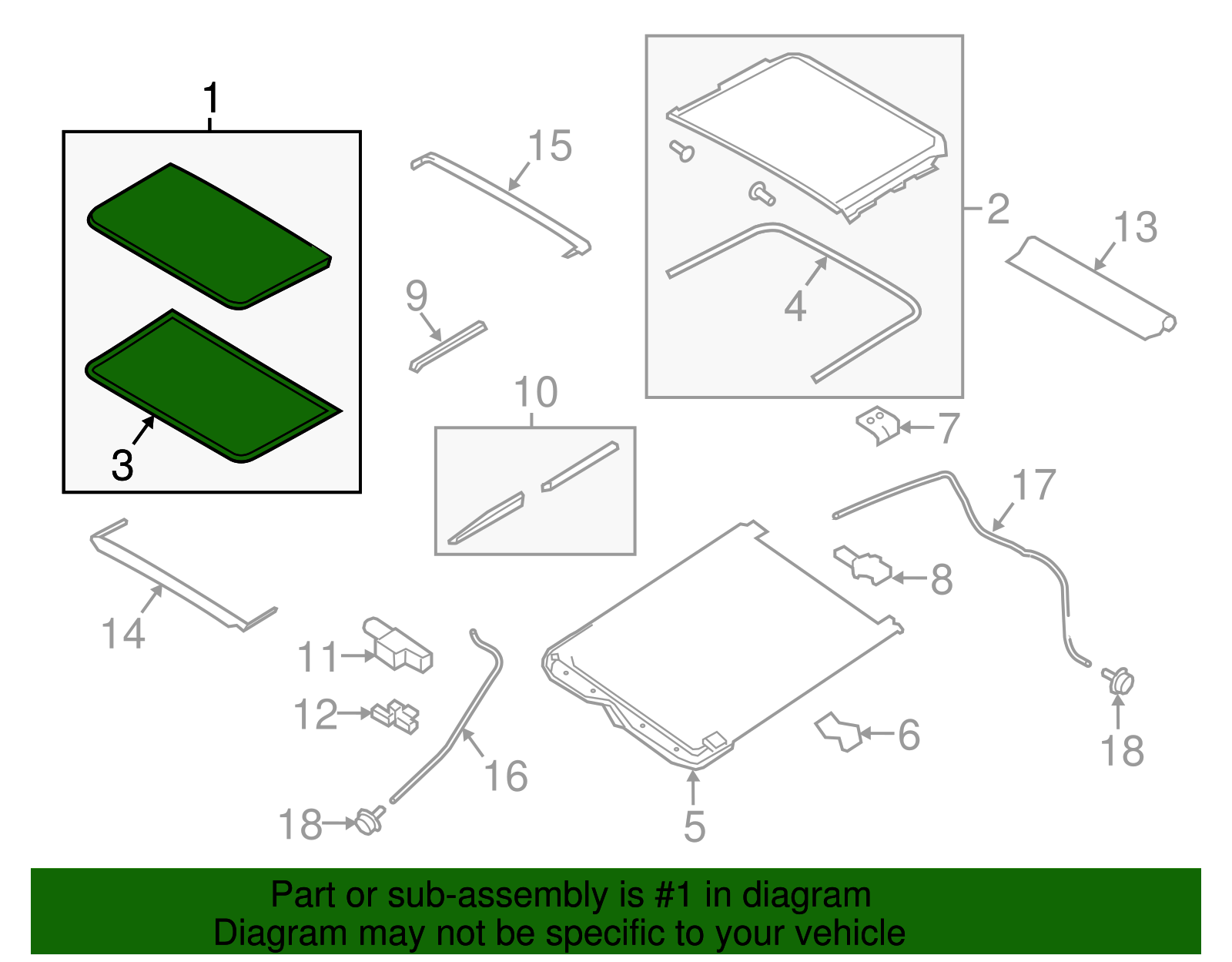 91210-4BA0A - 2014-2020 Nissan Rogue - Sunroof Glass | Anicra Nissan Parts