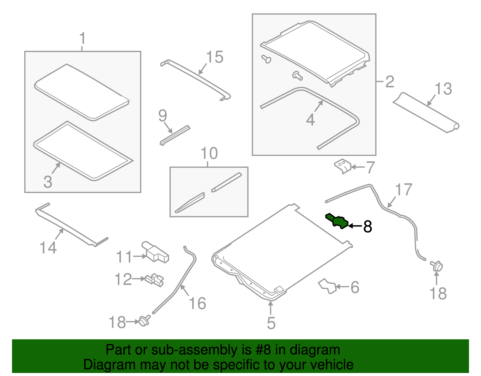 2014-2024 Nissan Sunroof Frame Slider 91273-4BA0A | Temecula Nissan Parts