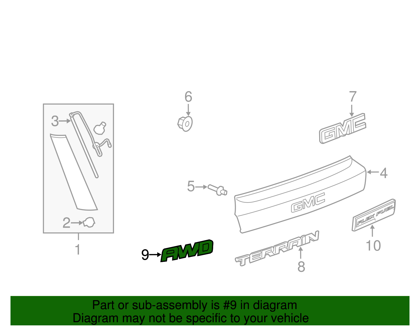 2010-2021 GMC OEM NEW 2010-20 GM GMC Acadia Rear Lift Gate AWD Emblem ...