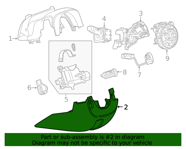 84710273 - Black Instrument Panel Steering Column Lower Trim Cover 2019 ...