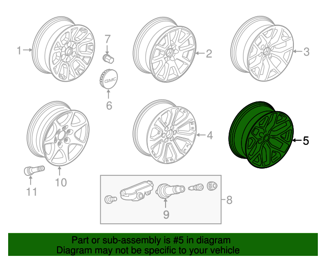 2017-2020 GMC 22x9-Inch Aluminum Wheel 23217243 | OEM Parts Online
