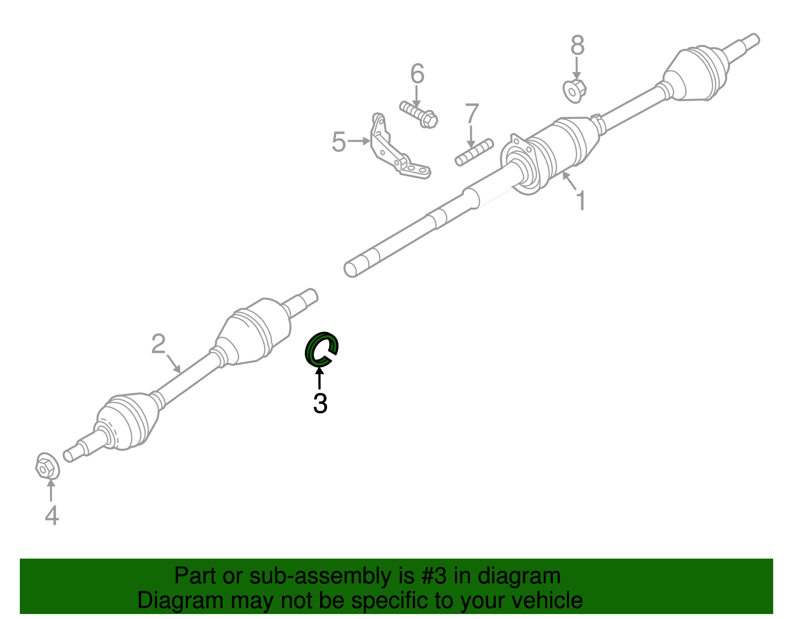 2010-2012 Ford Taurus Cv Axle Shaft Retaining Ring - Driver's Side (LH ...