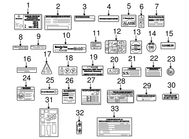 1998-2021 Mercedes-Benz Information Label 000-584-05-26 | Mercedes-Benz ...