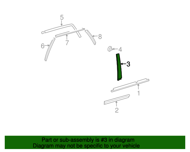 75708-0E010 - Frame Molding - 2004-2009 Lexus | DiscMonster