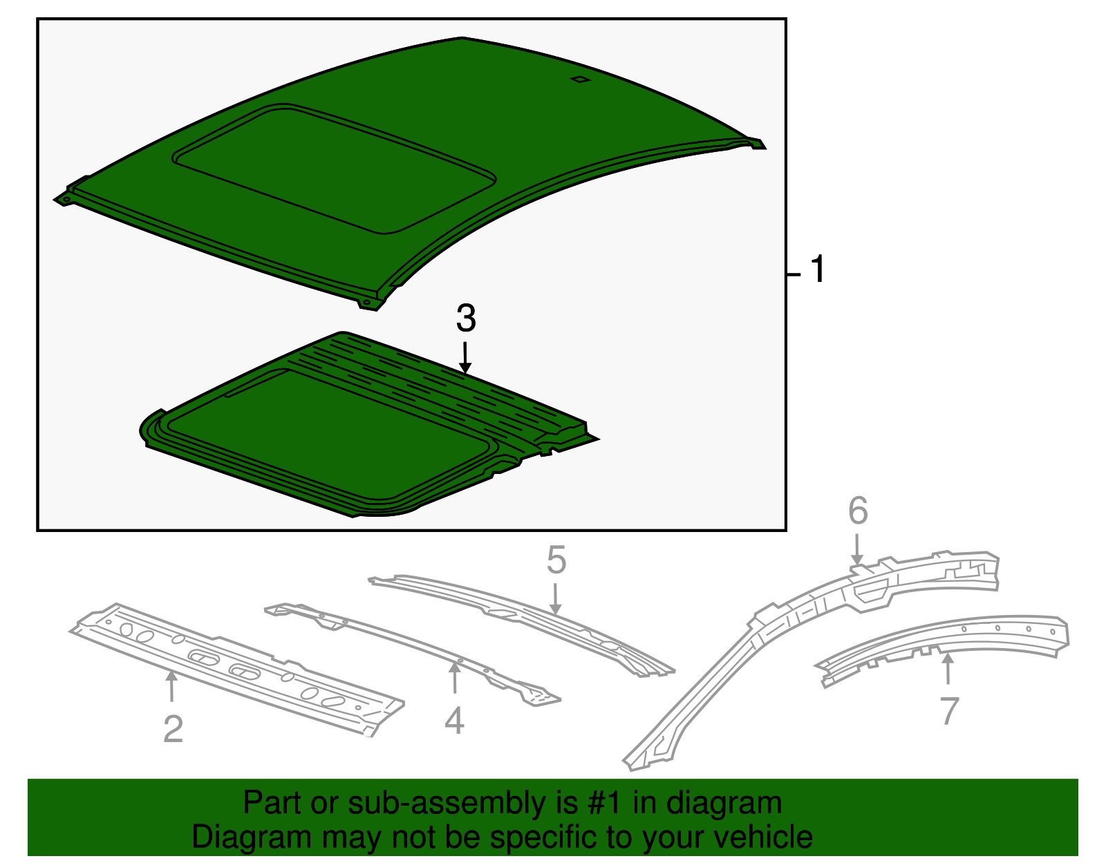 2011-2016 Chevrolet Roof Panel Assembly with Reinforcement and Nuts ...