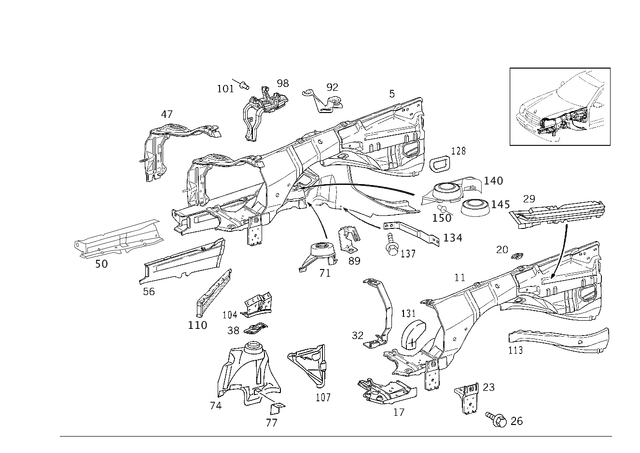210-626-36-16 - Reinforcement 1994-2002 Mercedes-Benz | Mercedes-Benz ...