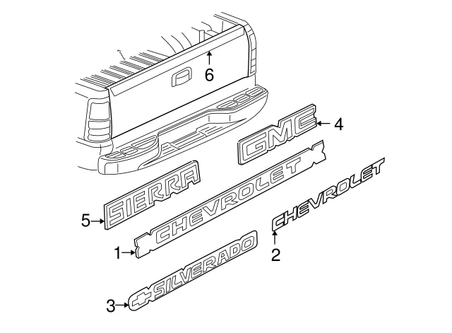 1999-2007 GM Silver Metallic Pickup Box Tailgate Decal 15785771 ...