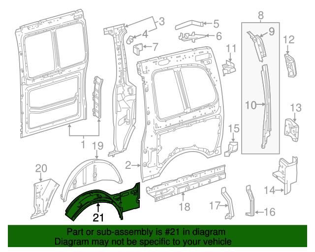 447-610-00-74 - Wheelhouse Panel 2016-2020 Mercedes-Benz Metris ...