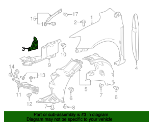 2012-2020 Chevrolet Sonic Fender Lower Bracket - Passenger Side (RH ...