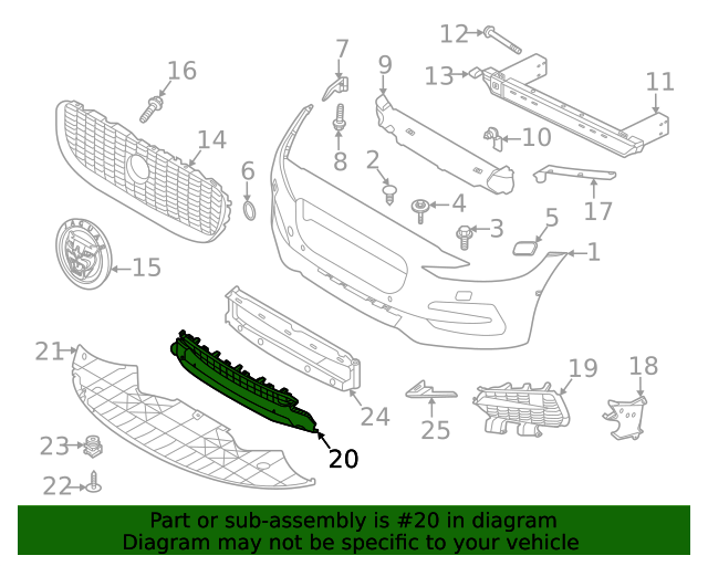 T4N33293 - Lower Grille 2020 Jaguar XE | Land Leaping Genuine British Parts