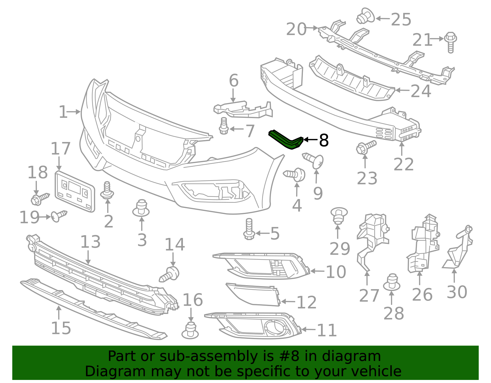 71198-TBA-A00 - Spacer L Front Bumper Side - 2016-2020 Honda Civic ...