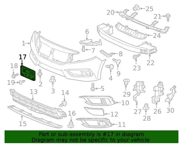 71145-TBA-A50 - License Frame 2019-2021 Honda Civic | Honda Parts Online