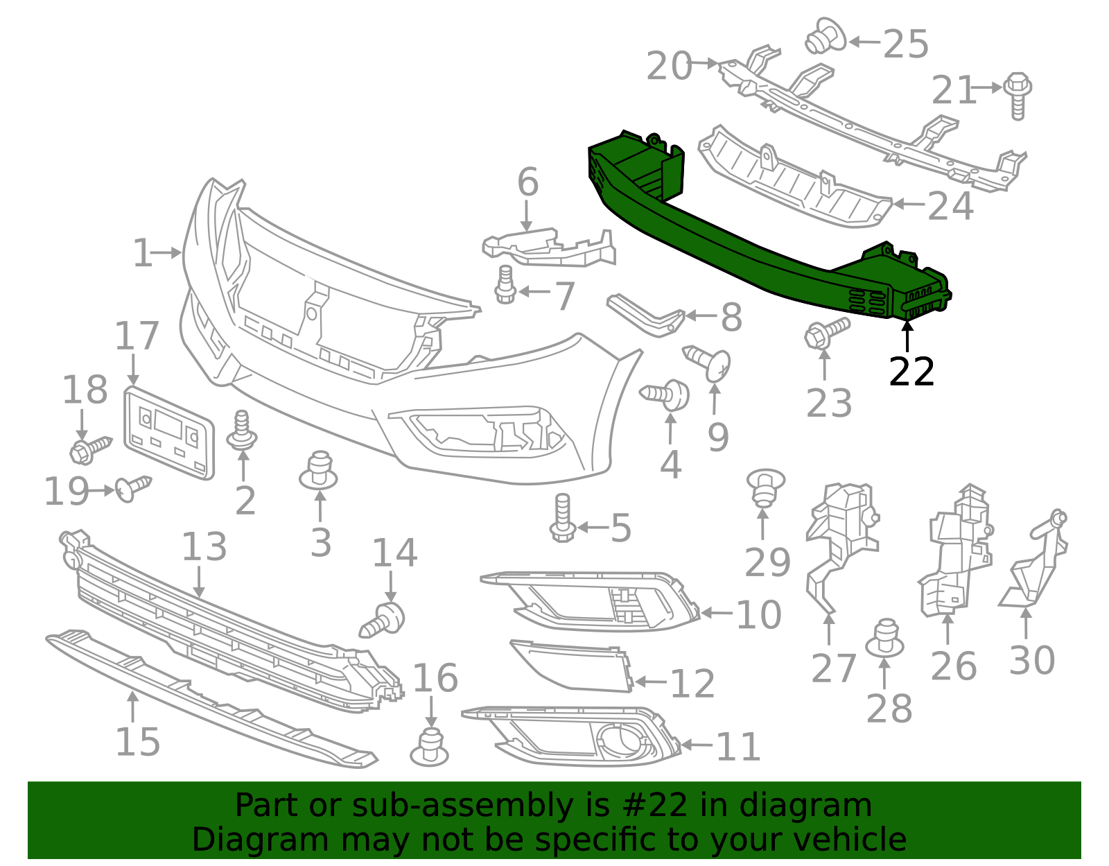71130-TBA-A01 - 2018-2021 Honda Civic - Beam Front Bumper | Genuine ...