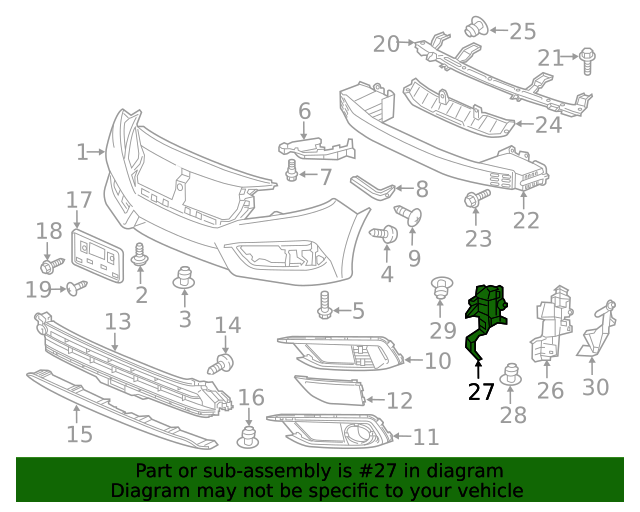 71206-TBC-A50 - Plate, L Front Bumper Side Induction 2019-2020 Honda ...