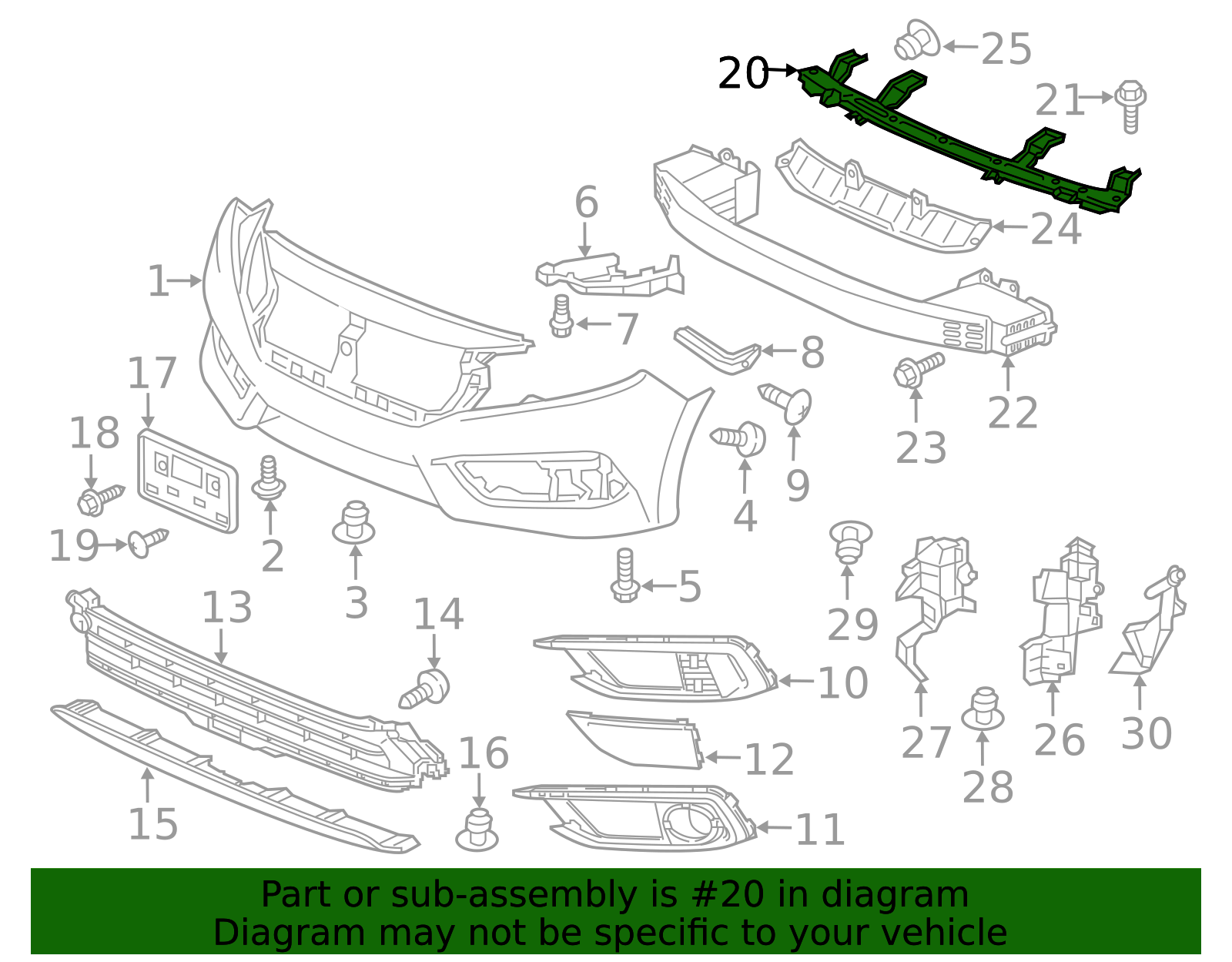 71150-TBA-A00 - Beam Front Bumper Center (Upper) - 2016-2020 Honda ...