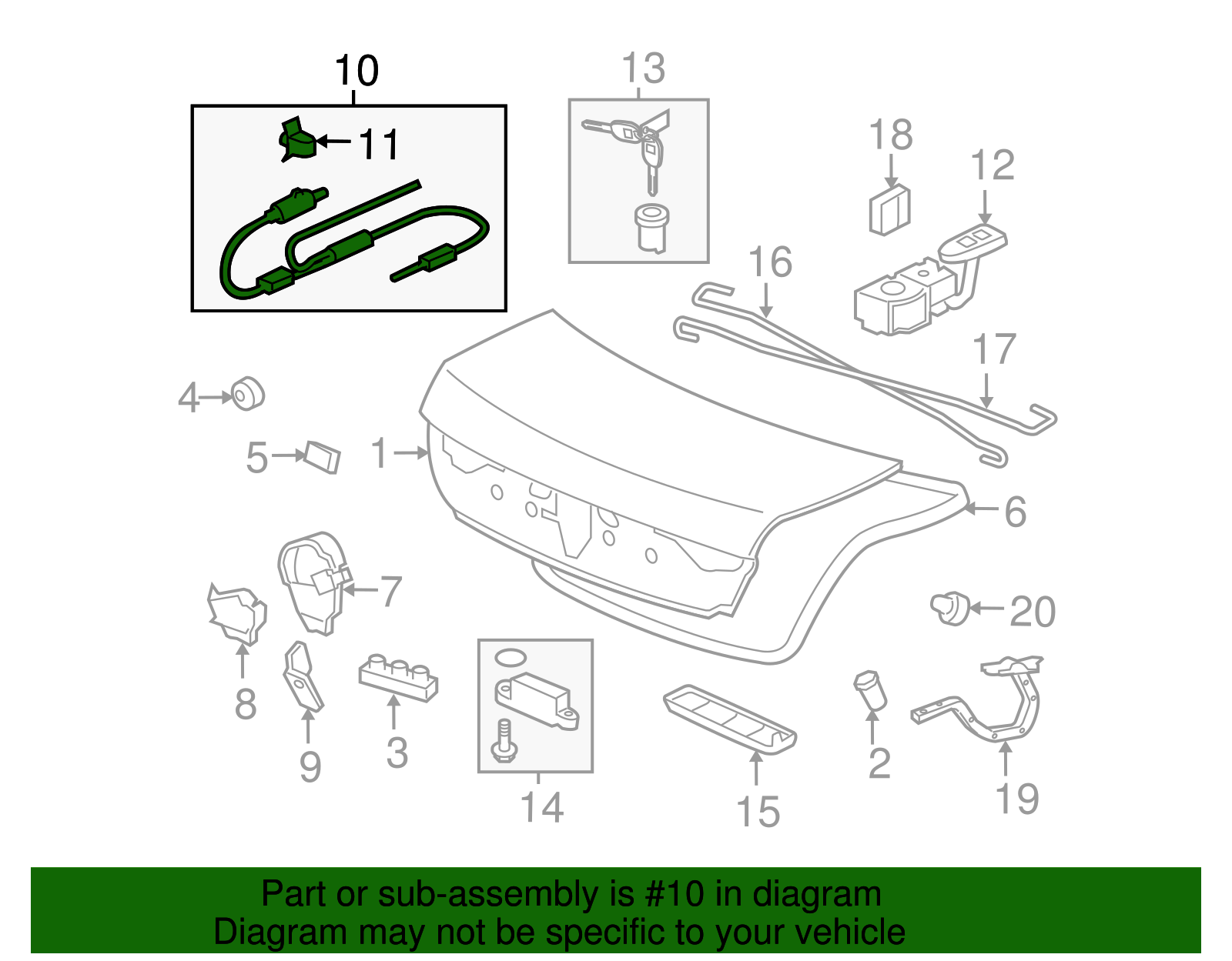 OEM 2008-2012 Honda Accord Release Cable 74880-TA0-A01 | Honda ...
