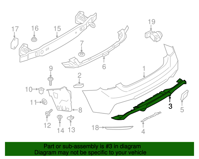 Genuine BMW 51-12-8-079-561 | Insert for Bumper, Rear | FREE Shipping ...