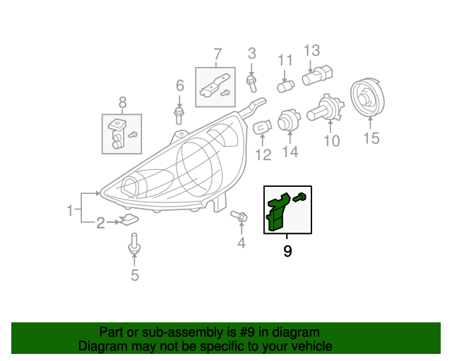 06100-SLN-A21 - Leg Kit C, R Headlight Mounting - 2007-2008 Honda Fit ...