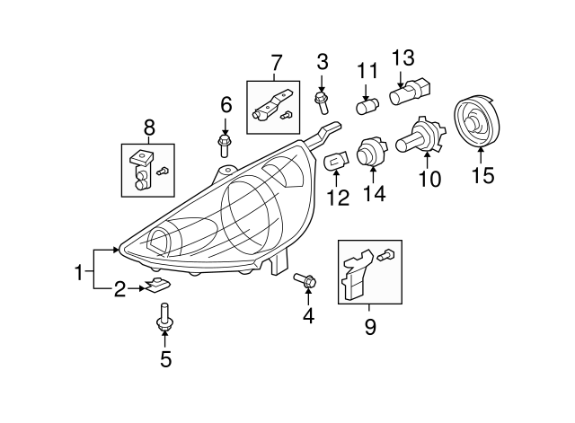 06100-SLN-A21 - Leg Kit C, R Headlight Mounting - 2007-2008 Honda Fit ...
