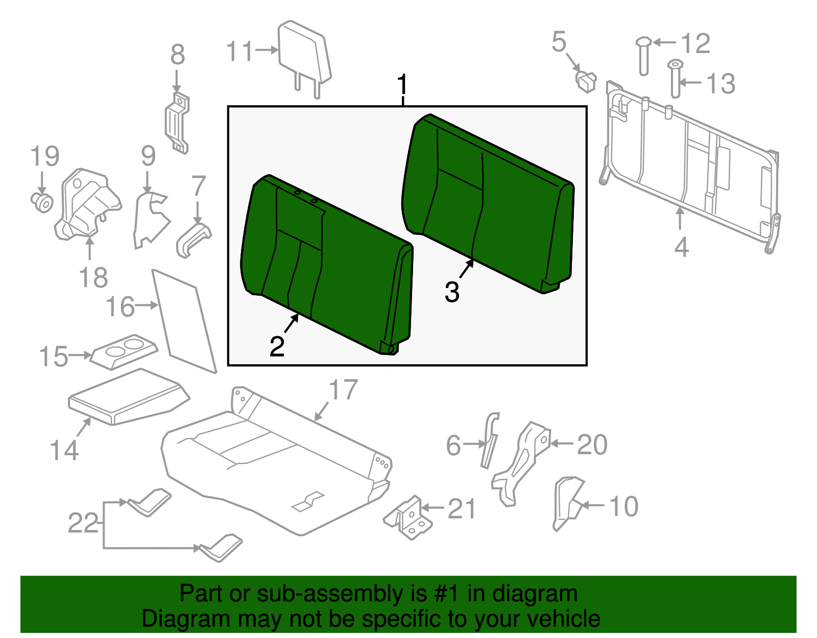 2021 Nissan Seat Back Assembly 88600-9FV2D | Temecula Nissan Parts