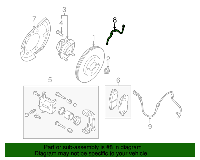 2008-2015 Nissan Brake Hose 46210-JG01B | Team Nissan Inc.