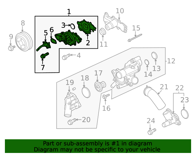 2021 Ford F-150 Water Pump Assembly ML3Z-8501-B | QuirkParts