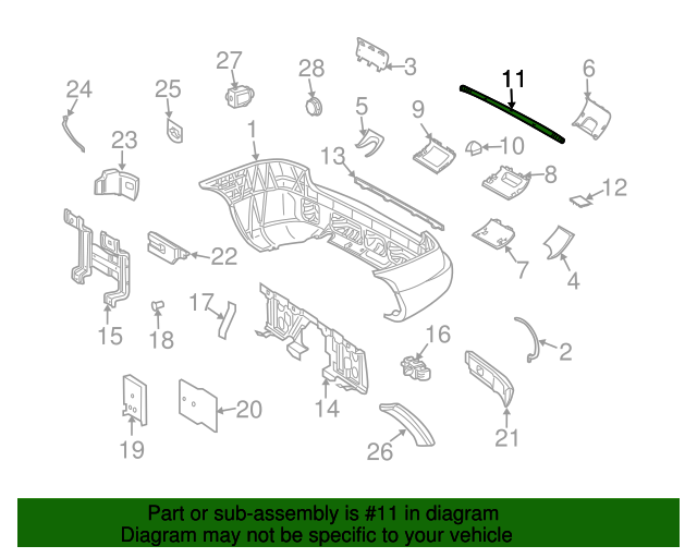 163-889-00-25 - Bumper Trim 2000-2005 Mercedes-Benz | AutoNationParts.com
