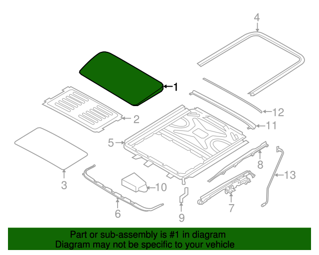 54-10-7-382-990 - Sunroof Glass - 2015-2019 BMW X6 | Buy BMW Parts Now