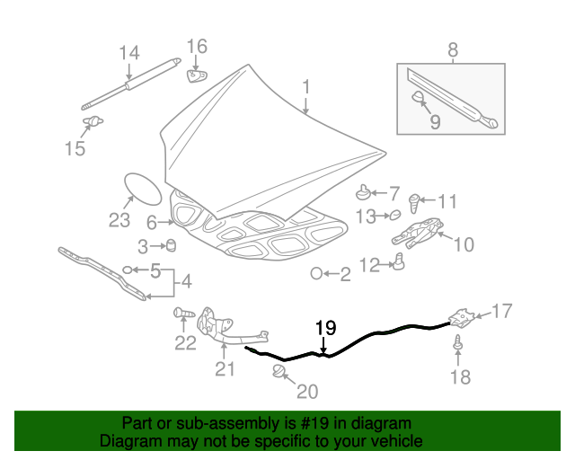 2003-2006 Hyundai Tiburon Release Cable 81190-2C000 | QuirkParts