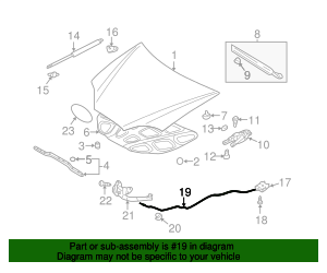 2003-2006 Hyundai Tiburon Release Cable 81190-2C000 | QuirkParts