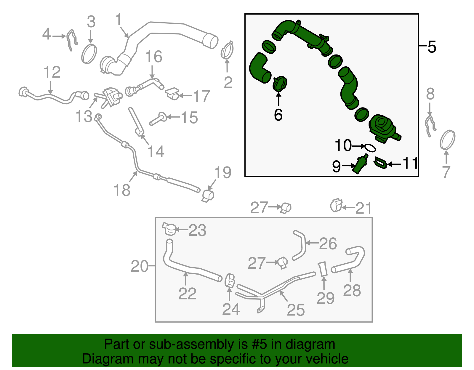 2015-2018 Porsche Macan Lower Hose 95B-121-109-E | Sunset Porsche Parts