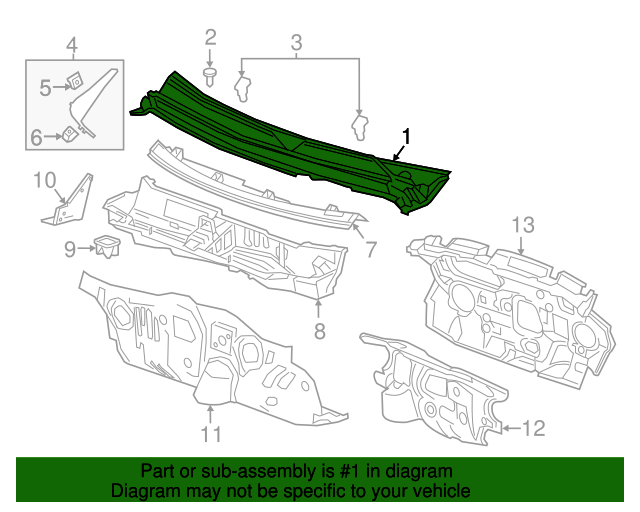 2018-2020 Buick Enclave Cowl Grille 84408137 | TascaParts.com