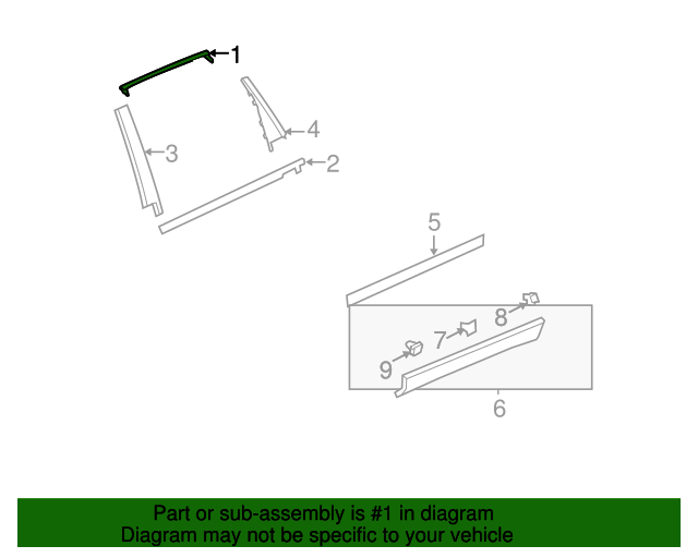 2009-2017 Chevrolet Traverse Rear Driver Side Door Window Upper Reveal ...