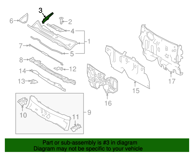 53866-78020 - Cowl Grille Panel Seal 2019-2021 Lexus | AutoNationParts.com