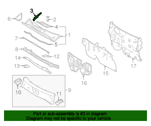 53866-78011 - Cowl Grille Panel Seal 2015-2018 Lexus | AutoNationParts.com