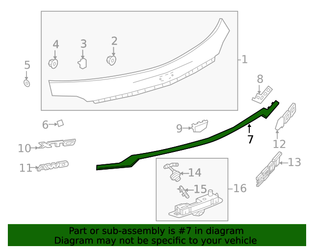 2020-2024 Cadillac XT6 Silver Rear Closure Center Applique 84247306 GM ...