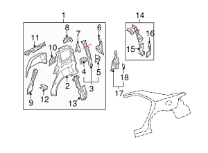 2006-2015 Mazda 5 Outer Wheelhouse Reinforcement C235-71-1D1 | QuirkParts