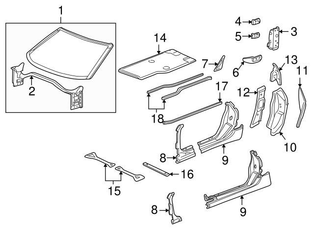 1997-2013 GM Number 1 Floor Panel Cross Bar 15908444 | QuirkParts