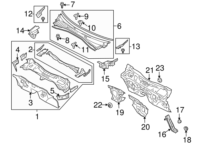 2005-2009 Subaru Cowl Top Panel Clip 909130134 | TascaParts.com