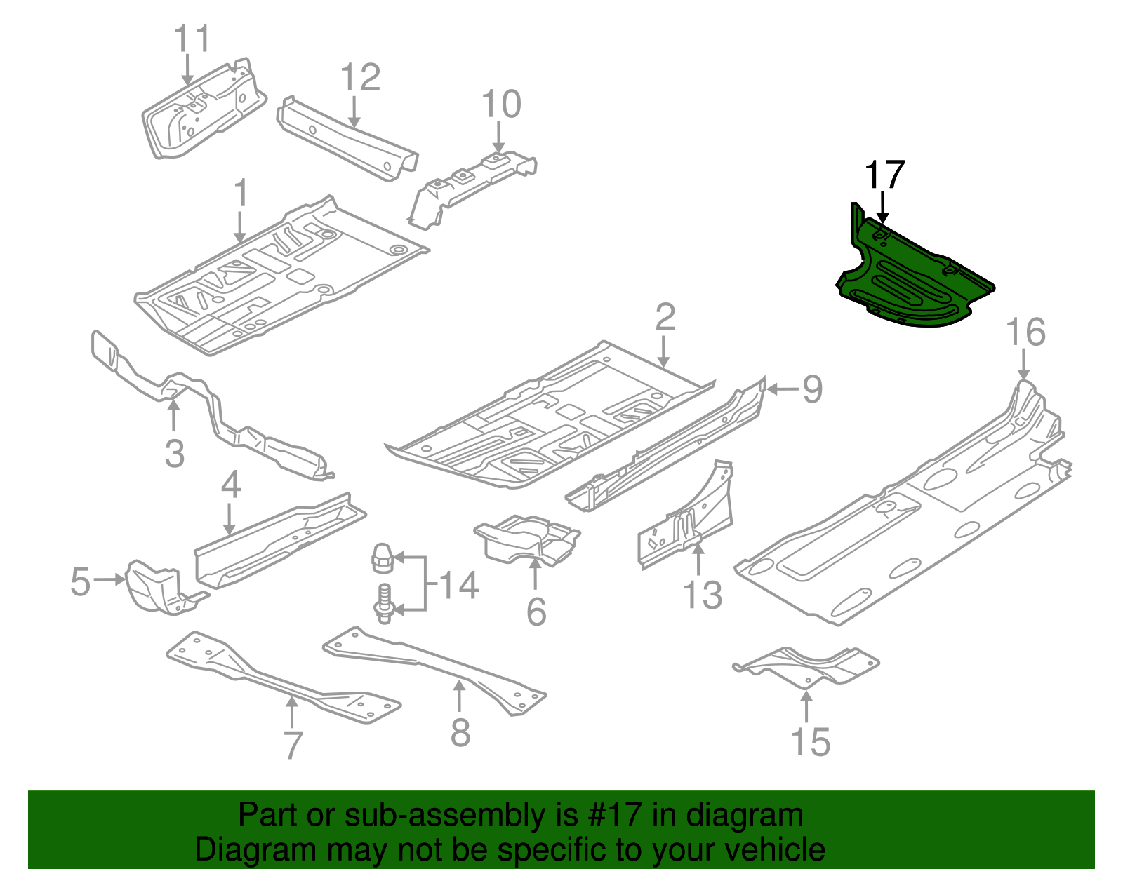 2009-2017 Volkswagen CC Floor Pan Splash Shield 3C8-825-206 ...