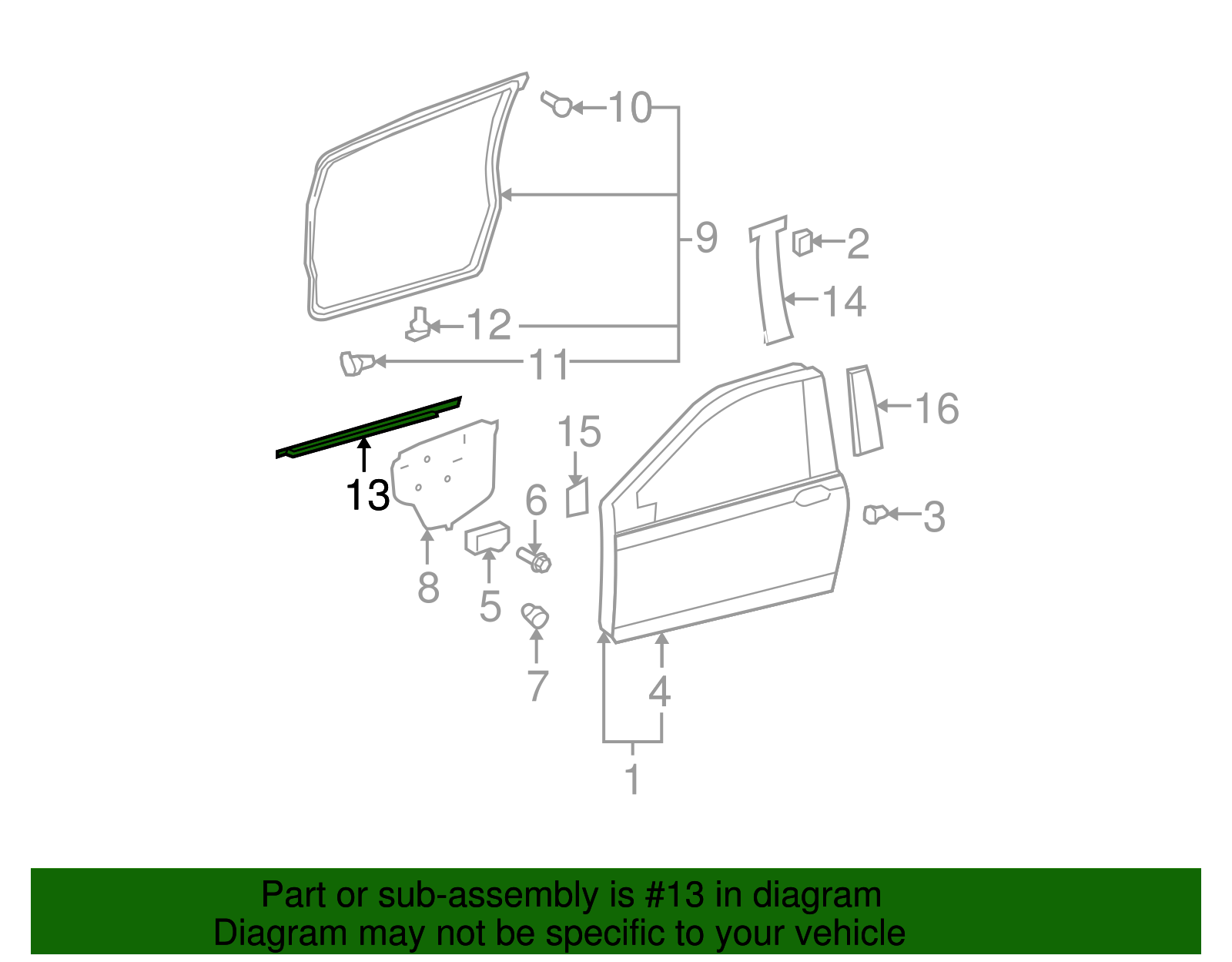 2007-2011 Toyota Yaris Door Belt Molding (Left, Front) 68210-52130 ...