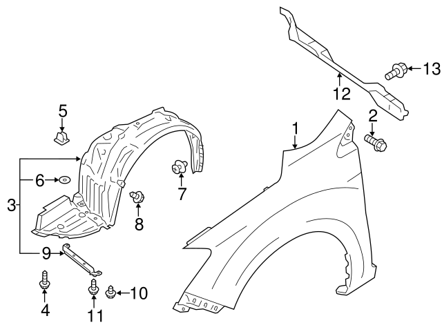 2017-2021 Subaru Fender Ledge Cover - Driver's Side (LH) 57256FL010 ...