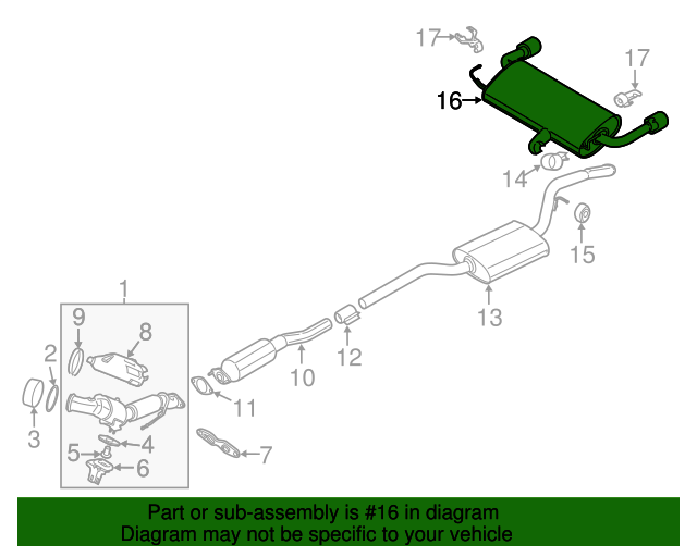 Genuine OEM Ford Part - Muffler W/Tailpipe CV6Z-5A289-D | Genuine OEM ...