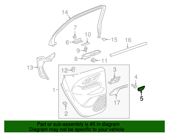 (Replaces 84982809) Jet Black Interior Door Handle Cap 84982809 GM ...