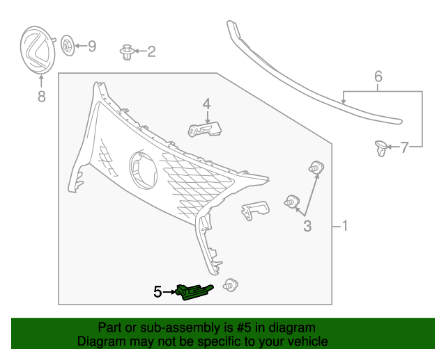 53191-0E010 - Grille Assembly Retainer - 2013-2015 Lexus | MyLexusParts