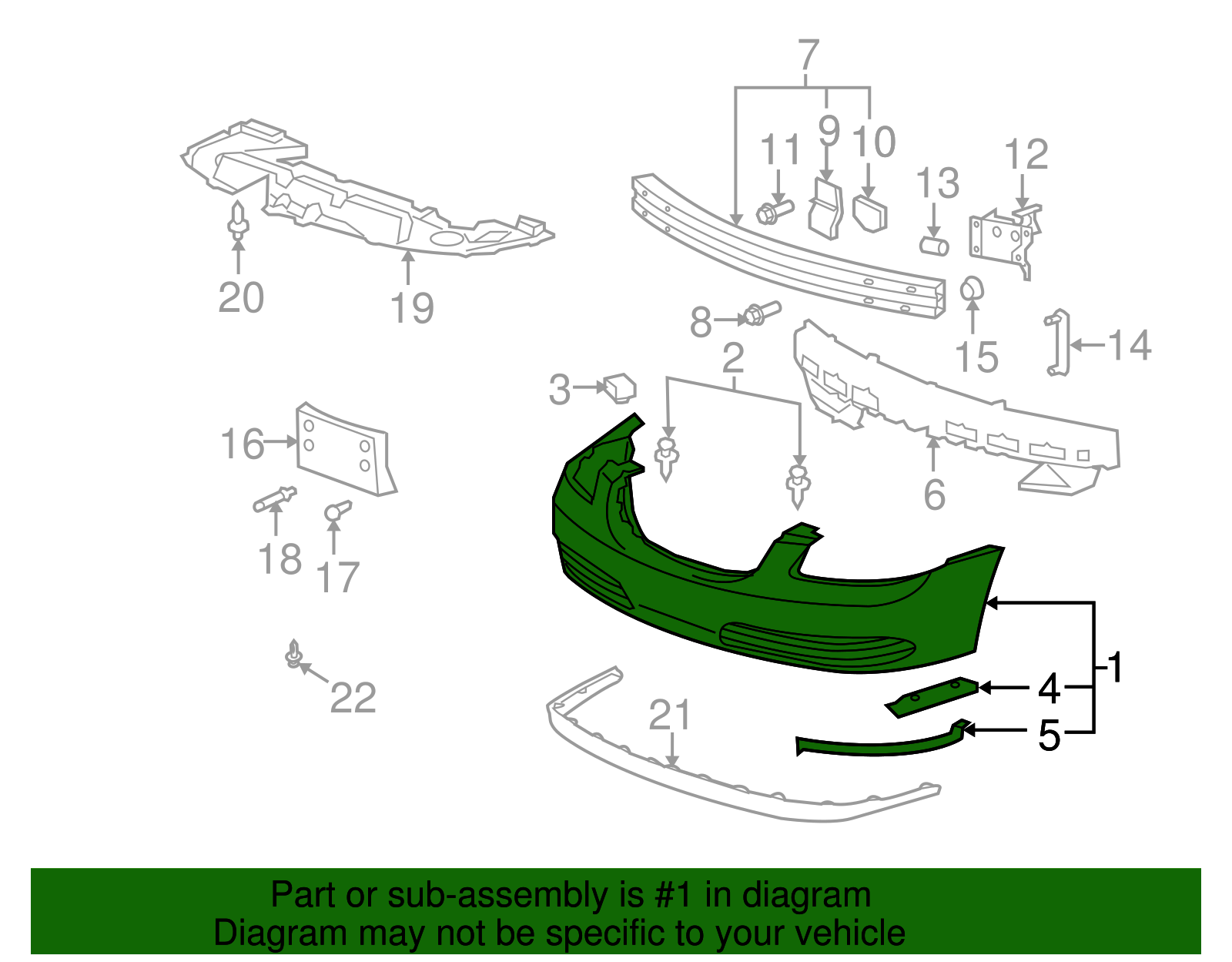 2006-2009 Buick Lucerne Front Upper Bumper Cover 20827013 GM ...