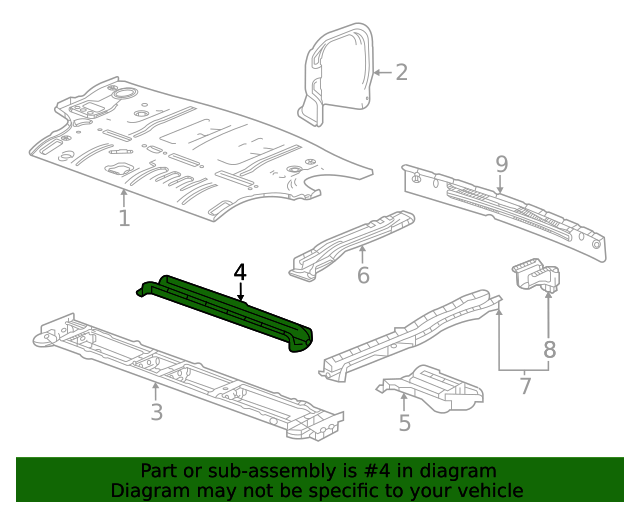 2021-2022 GM Underbody Rear Cross Sill 84424593 | GMPartsDirect.com