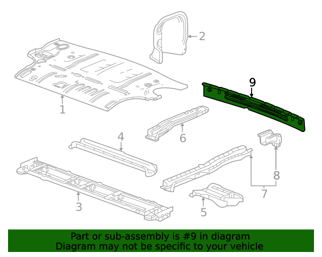 2021-2024 GM Underbody Number 5 Cross Sill Reinforcement 84636203 GM ...