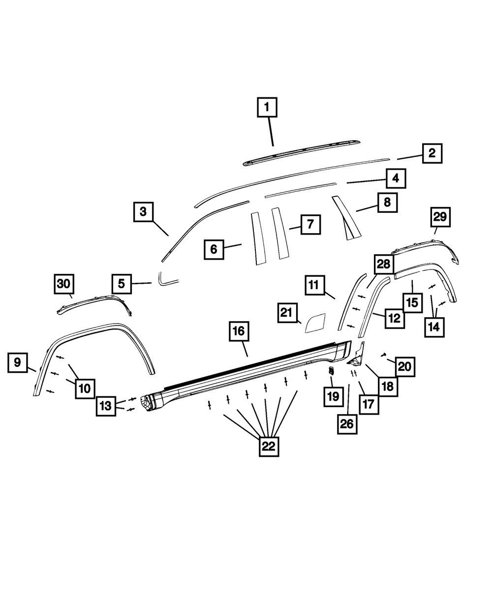 2014-2016 Jeep Grand Cherokee Wheel Flare Molding, Right 5QJ76TZZAA ...