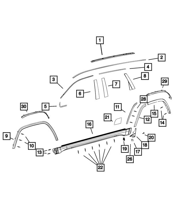 2011-2015 Jeep Grand Cherokee Day Light Opening Molding, Right ...